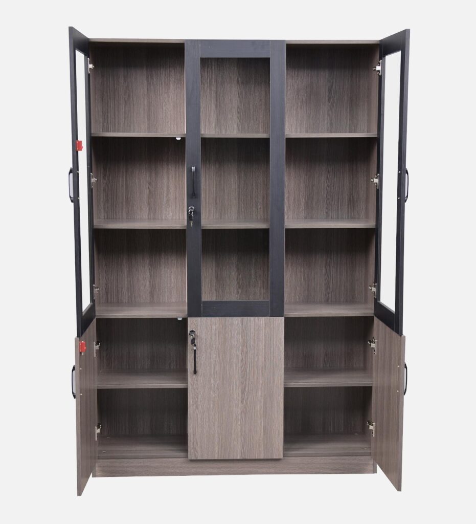 Serenity 3 Door Book Case in Brown Color - Lokoo